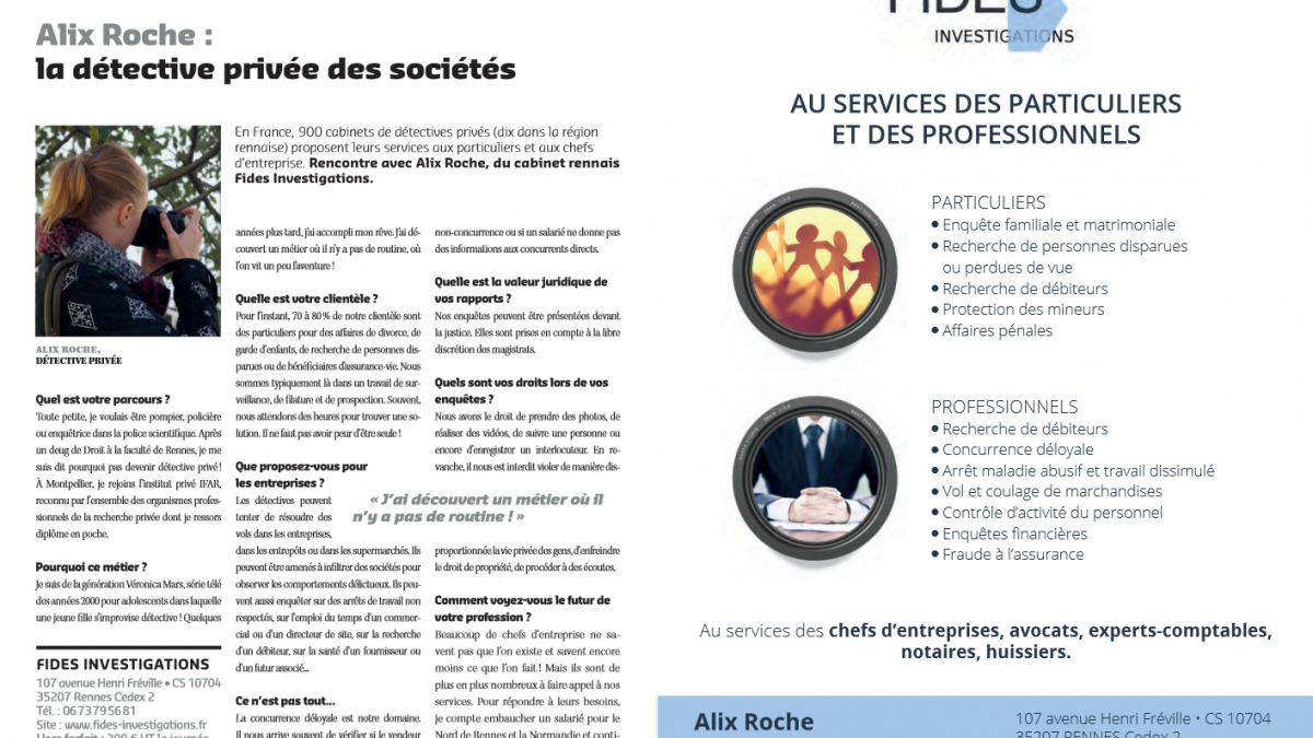 Interview Alix Roche : la détective privée des sociétés rennaises